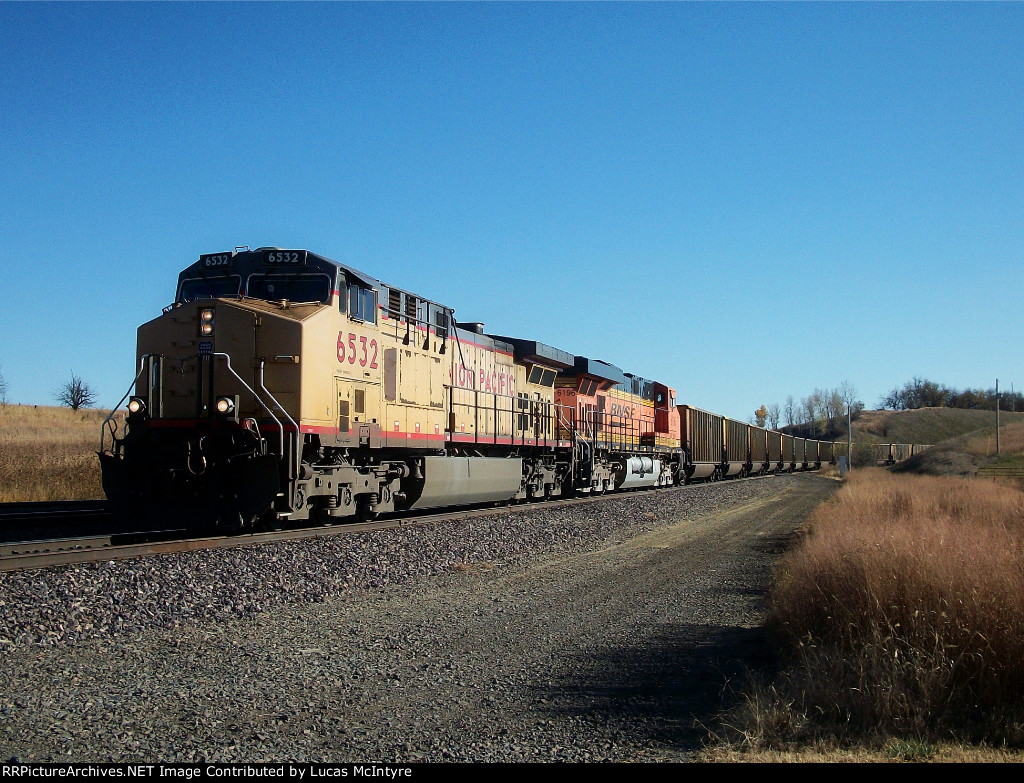 UP 6532 westbound UP empty coal train